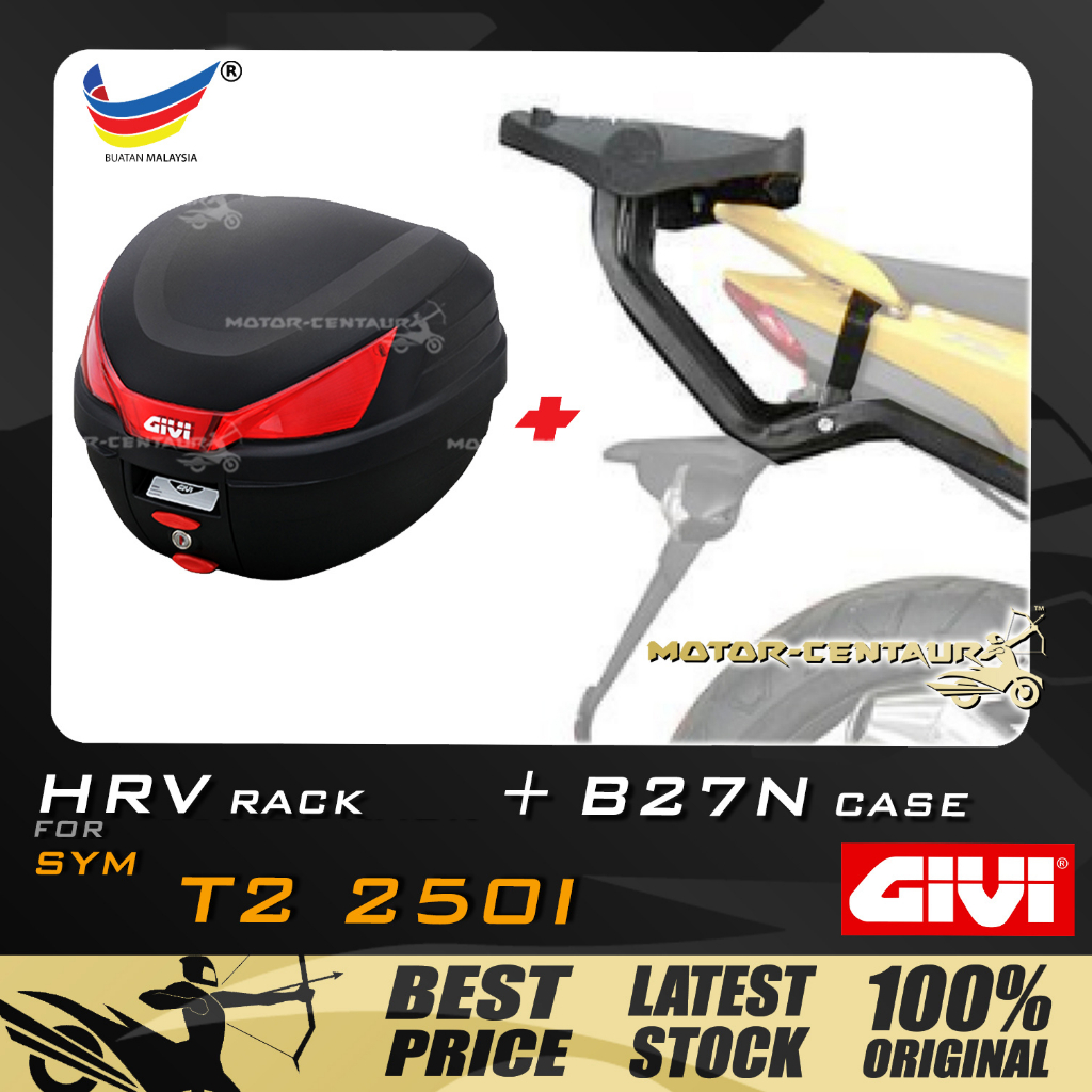 SET KOMBO KOTAK/BOX GIVI B27/B270/B32/B33/B42/B45/E43/E250 TOP CASE + GIVI SYM T2 250I HRV HEAVY ...
