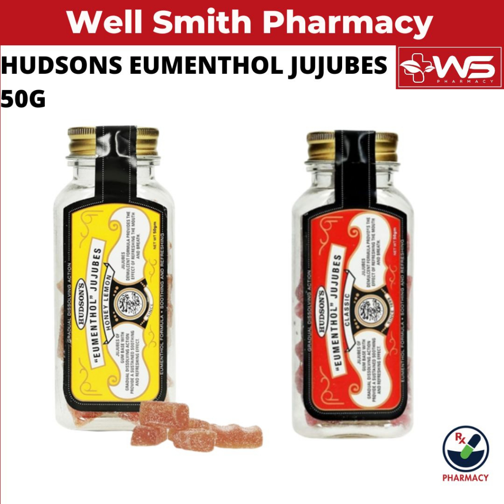 HUDSONS EUMENTHOL JUJUBES 50G (SORE THROATS AND COUGH RELIEF) | Shopee ...