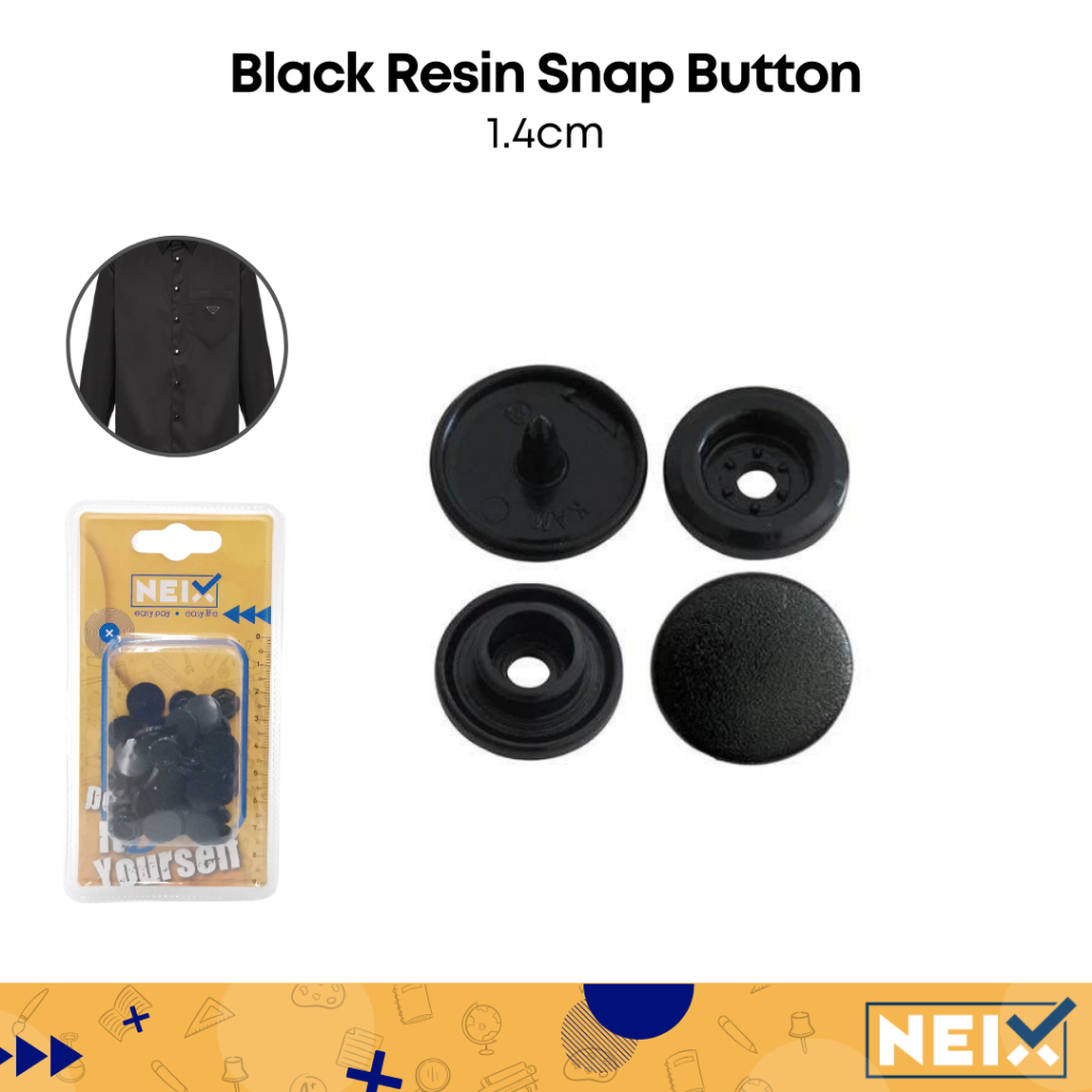 Black Resin Snap Buttons for Crafts and DIY Projects, 1.4cm Diameter ...