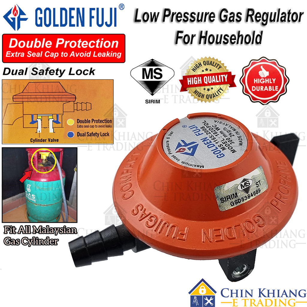 Golden Fuji 182DPDL LPG Low Pressure Gas Regulator Dual Safety Valve ...