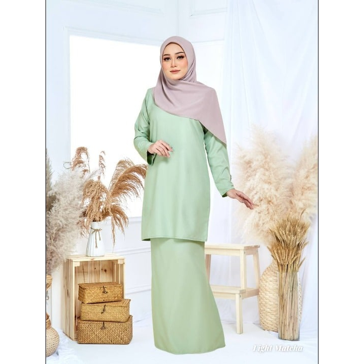 Sage Soft Green Kurung Moden Basic Matcha for Bridesmaid from S to Plussize 5XL | Shopee Malaysia