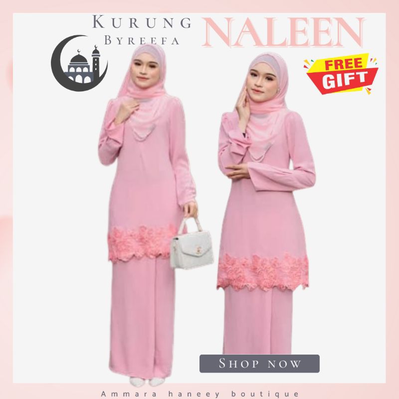 baju raya 2023 kurung naleen byreefa baju kurung moden lace | Shopee ...