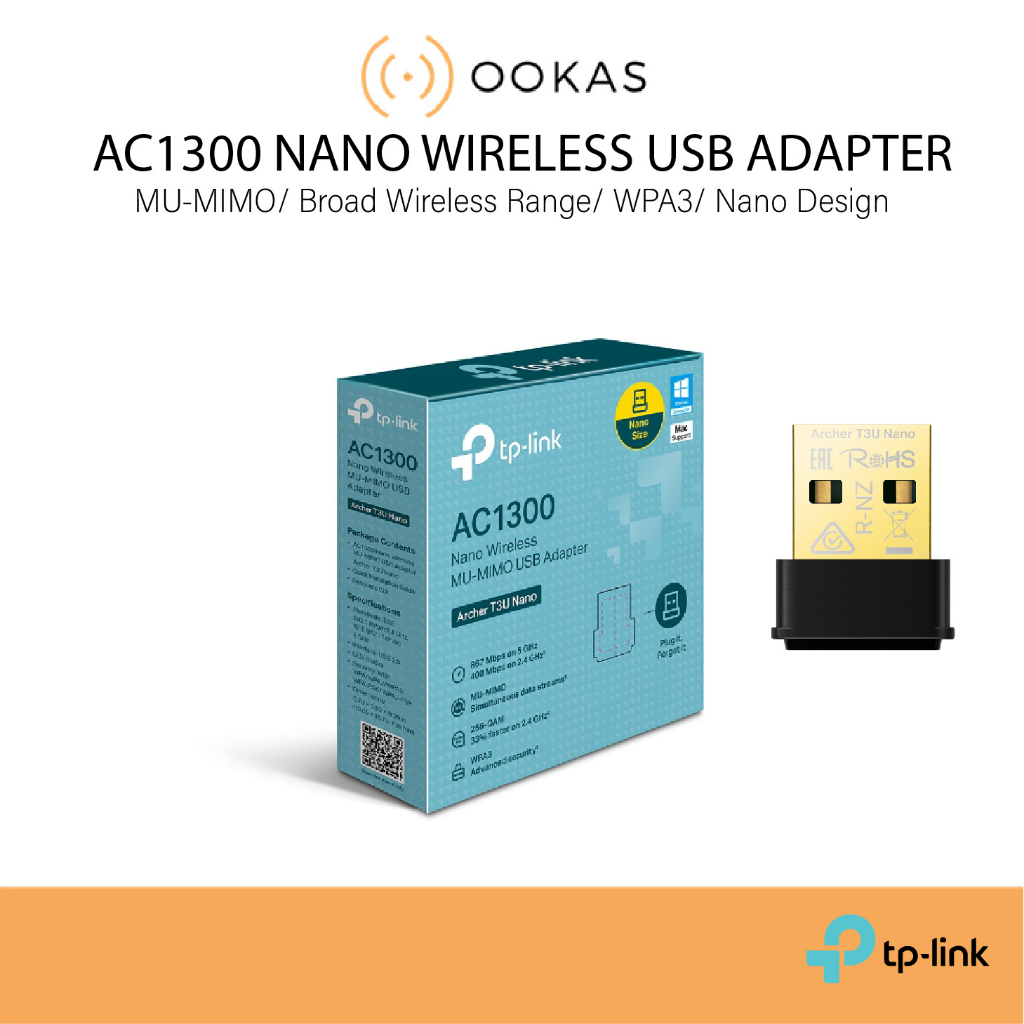 TP-Link Archer T3U Nano AC1300 ( 5GHz + 2.4GHz ) Wireless Mini Nano ...