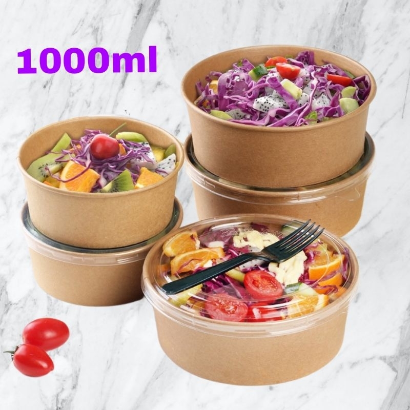 1000ML KRAFT PAPER BOWL SALAD BOWL FOOD PACKING BEKAS ODEN BEKAS LAKSA ...