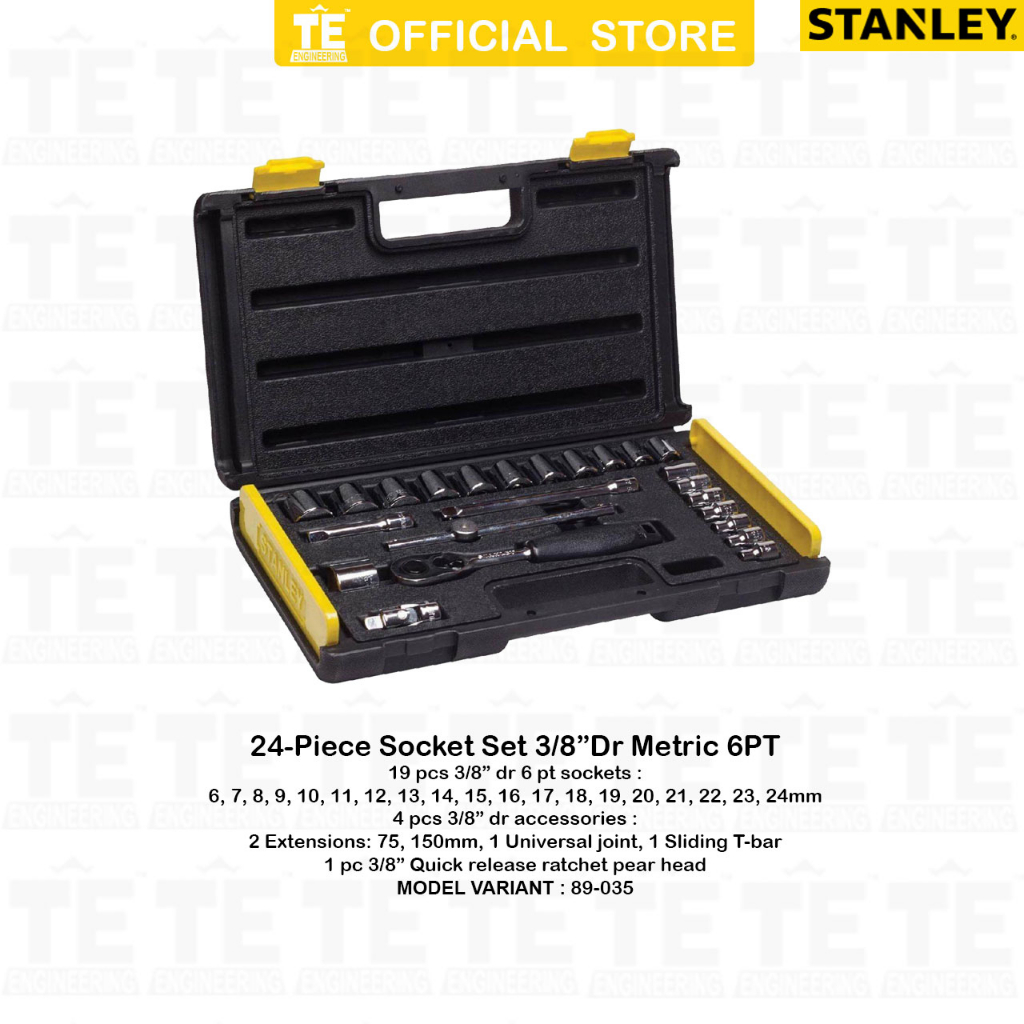 Stanley 24-Piece Socket Set 3/8" Dr Metric 6pt (89-035) | Shopee Malaysia