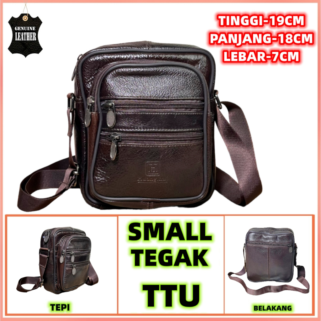 BEG SILANG KULIT LEMBU BETUL SLING BAG COW LEATHER XL ,M,L,S SAIZ READY ...