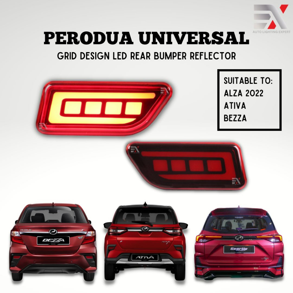 PERODUA BEZZA / ATIVA / ALZA NEW REAR BUMPER REFLECTOR - GRID DESIGN ...
