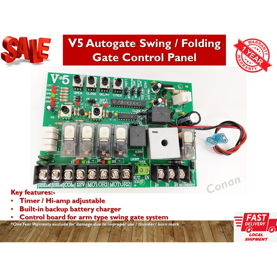 V5 Autogate Swing / Folding Gate Control Panel / Board for Arm Motor ...