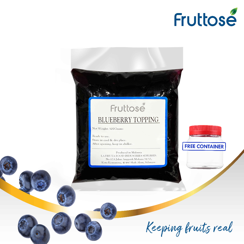 FRUTTOSE BLUEBERRY TOPPING / Garnish / Drizzle (500G) + Free Container ...