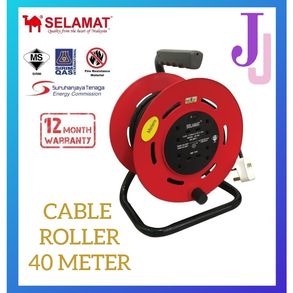 SYK SELAMAT 4 Gang 40 Meter Portable Extension Cable Reel Plug Wire ...