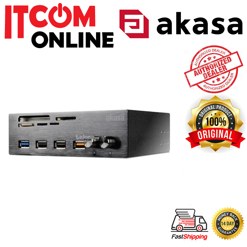 AKASA USB3.0 & CARD READER 5.25' CASING FRONT PANEL (AK-HC-08BK ...