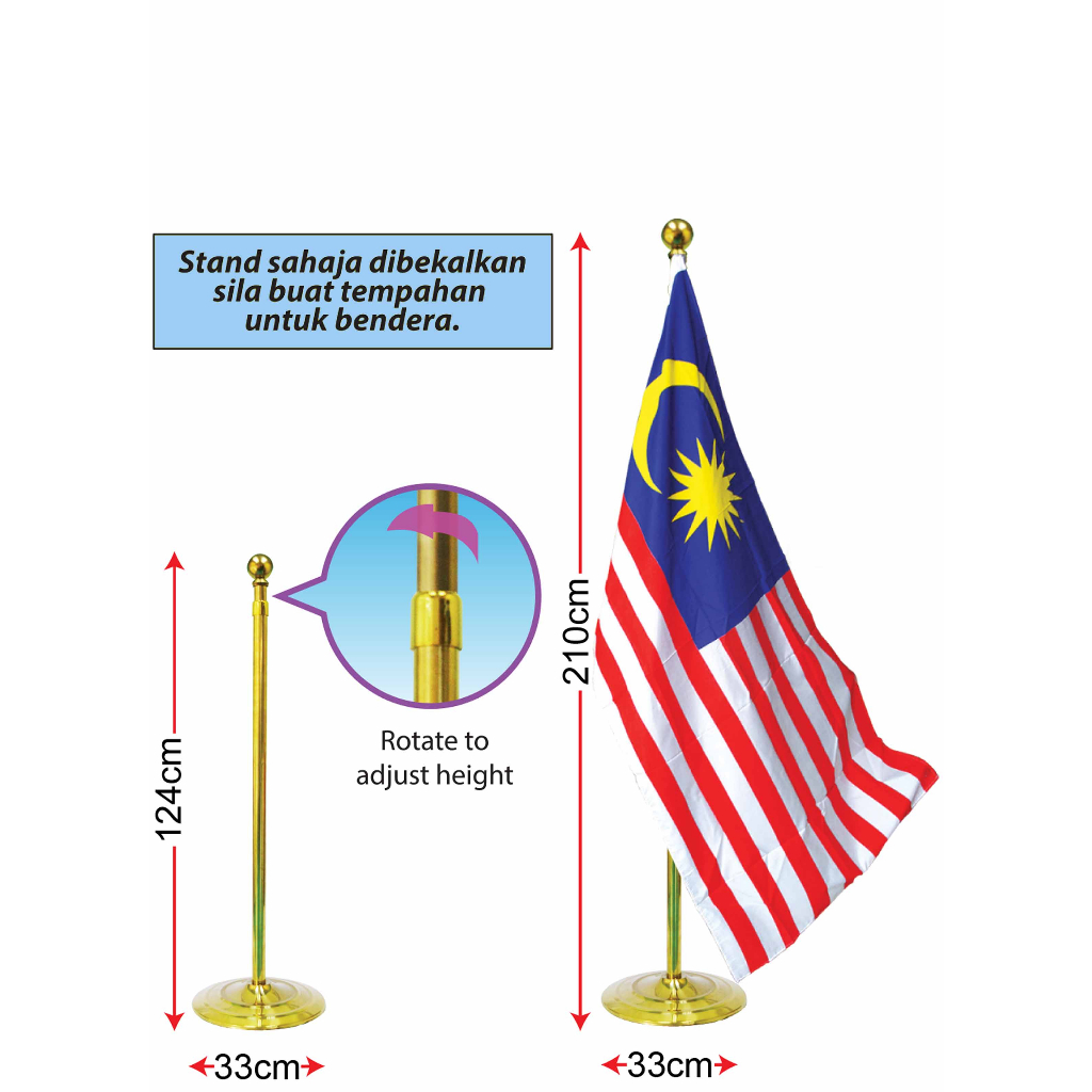 Flag Pole With Stand 2.1M (Gold) | Shopee Malaysia