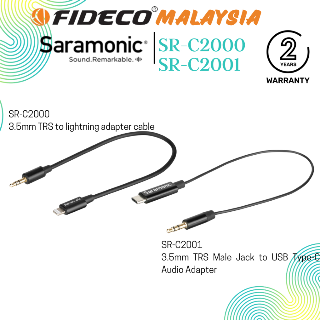 Saramonic SR-C2000 3.5mm TRS to lightning adapter cable / SR-C2001 3 ...