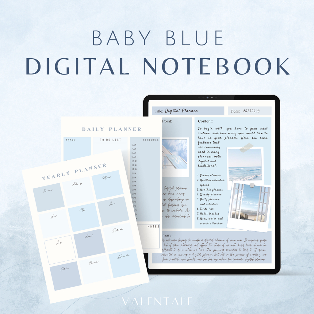 Digital Notebook // Baby Blue 💙 // Digital Planner Stickers for ...