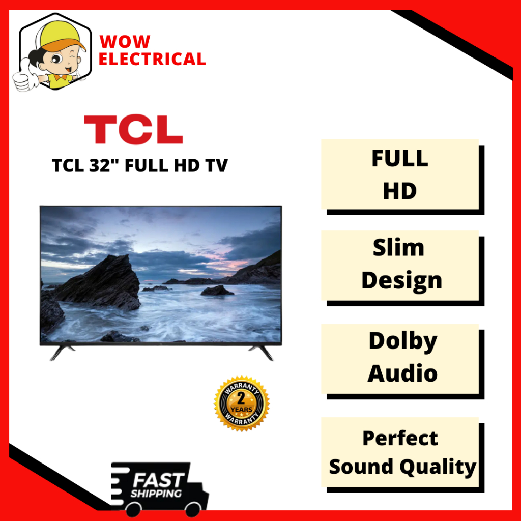Tcl 32 Inch Full Hd Tv | Dolby Audio | Google Play | 32D3000 | 2 Years Warranty | Shopee Malaysia