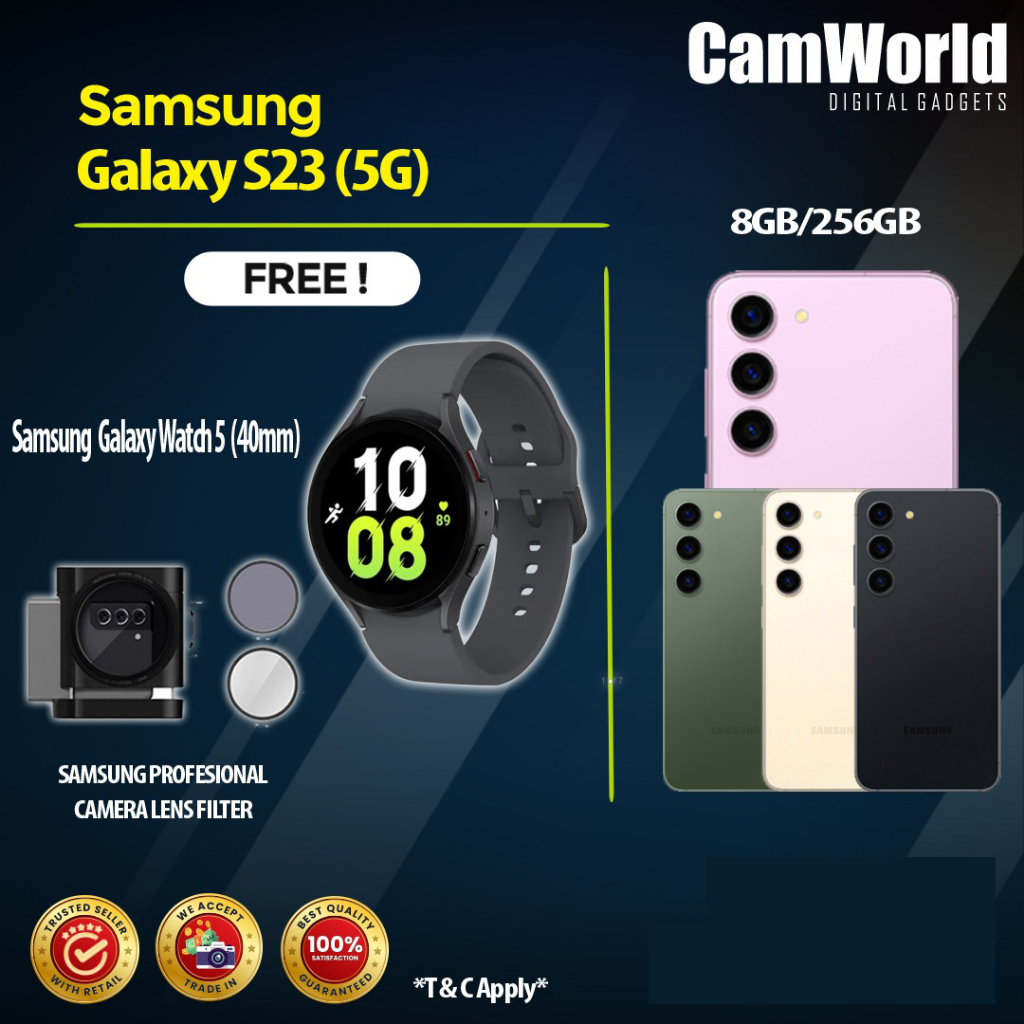 Samsung Galaxy S23 5G ( SM-S911 ) ( 8GB + 256GB ) With Filter & Watch 5 ...