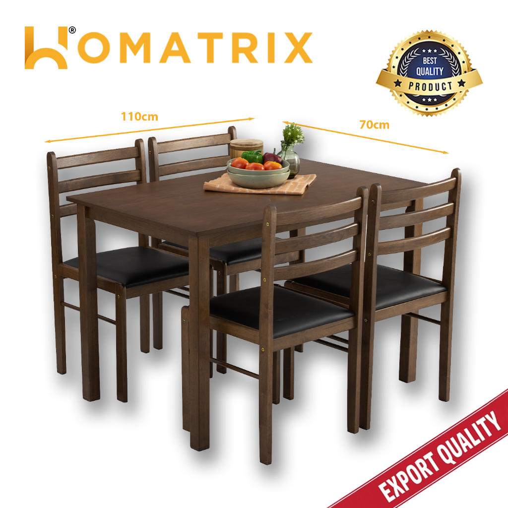 HOMATRIX Wooden 1+4 Dining Table Set Scandinavian 4 Seater Meja Makan ...