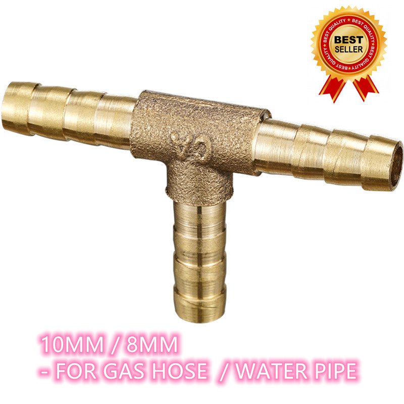 T Joint 10MM 8MM Gas Hose Connector 3 Way Joiner T Cooker Tee Tail Hos ...