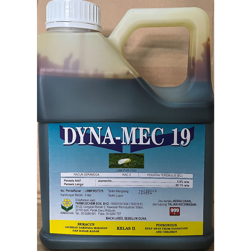 * ORIGINAL * Farmcochem Dyna-Mec 19 4L / racun serangga / lalat putih ...