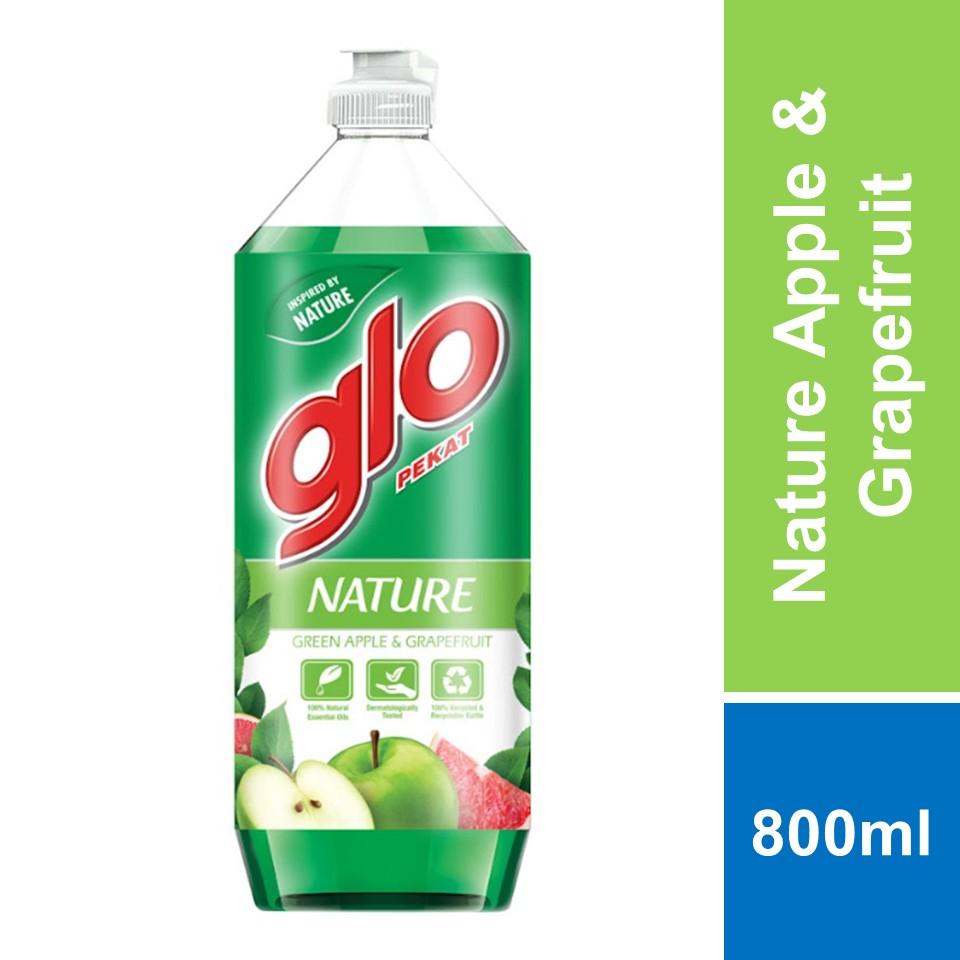Glo Nature Dishwash Liquid - Green Apple & Grapefruit 800ml | Shopee ...