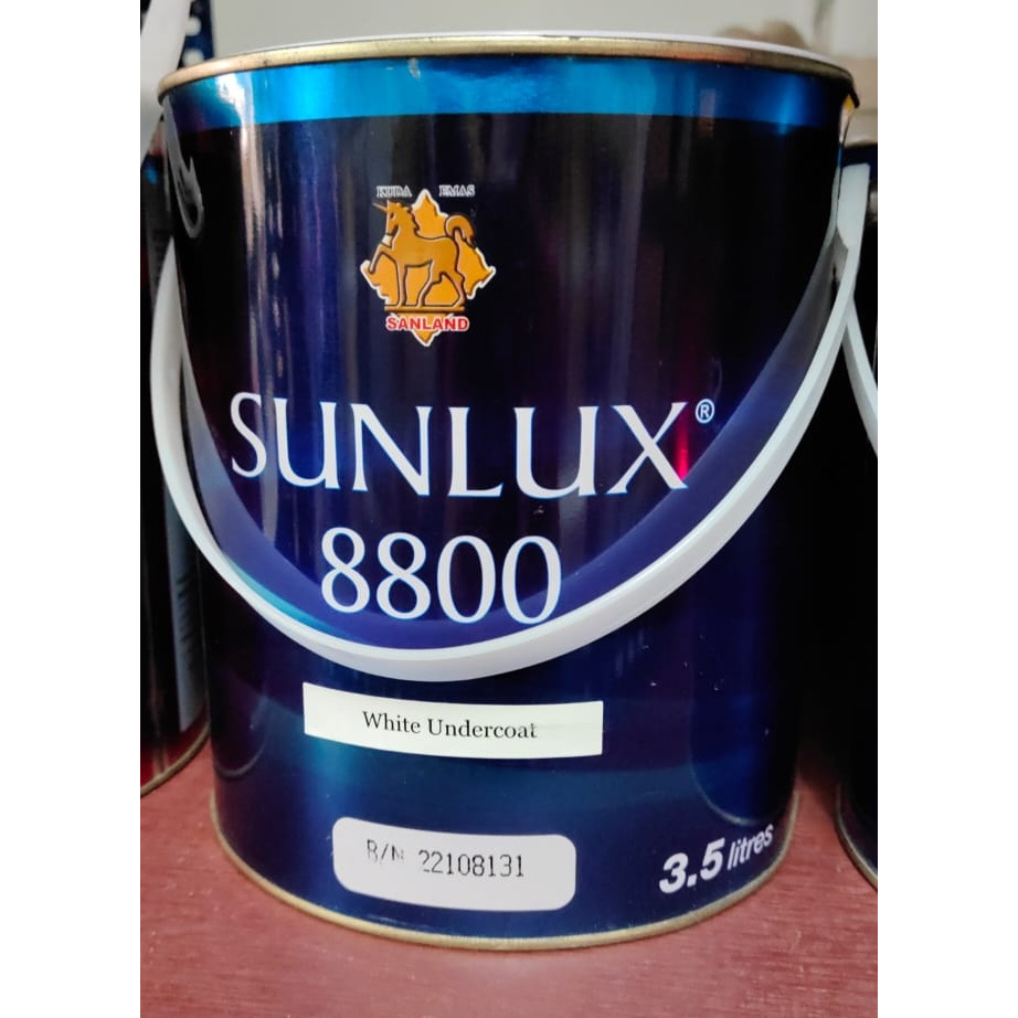 3.5 Liter SUNLUX Wood Metal Iron 8800 White Undercoat Paint Aluminium Cat Alas Kayu Besi Papan ...