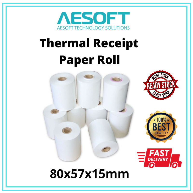 Resit/Receipt thermal Paper(50 Rolls) 24meter 68gsm 80x57mm | Shopee ...