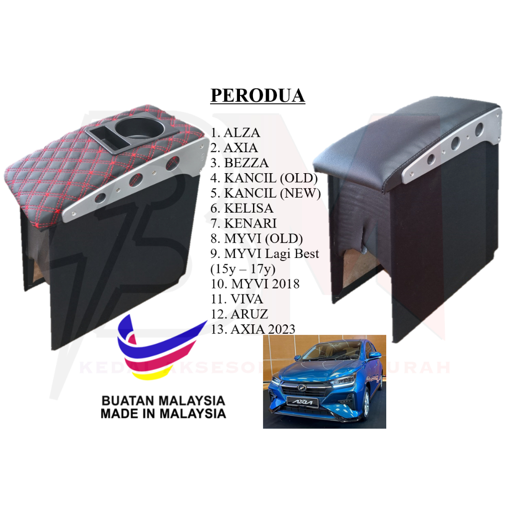 Perodua AXIA 2023 High Quality Armrest Console Box with Drink Holder ...