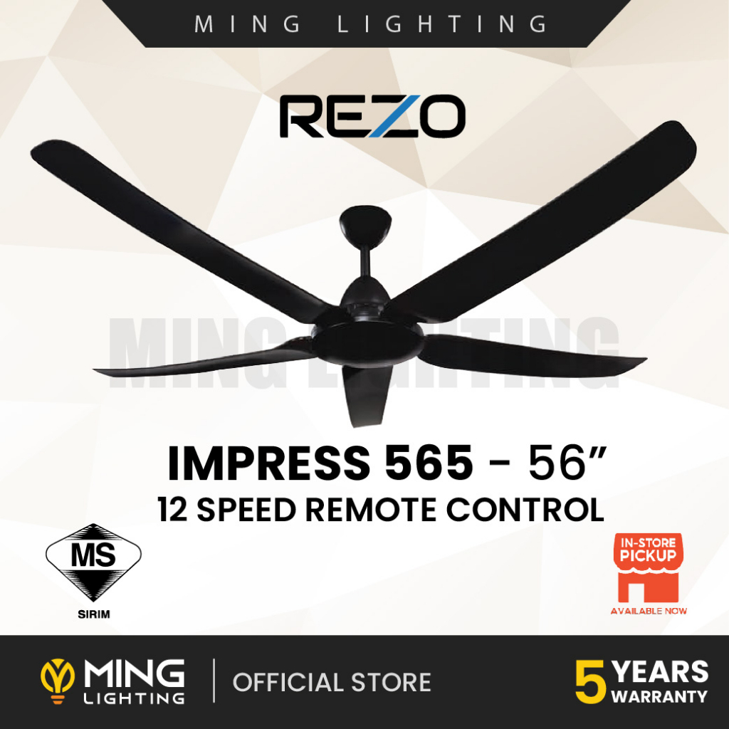 (Sirim) REZO Ceiling Fan IMPRESS 565 Classic Series 56 AC Motor Remote ...