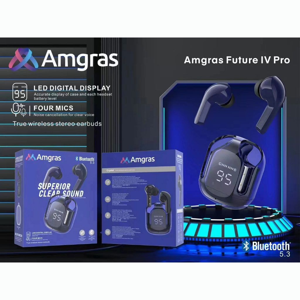 Amgras Future IV Pro Sports Wireless Earphone Transparent Low latency ...