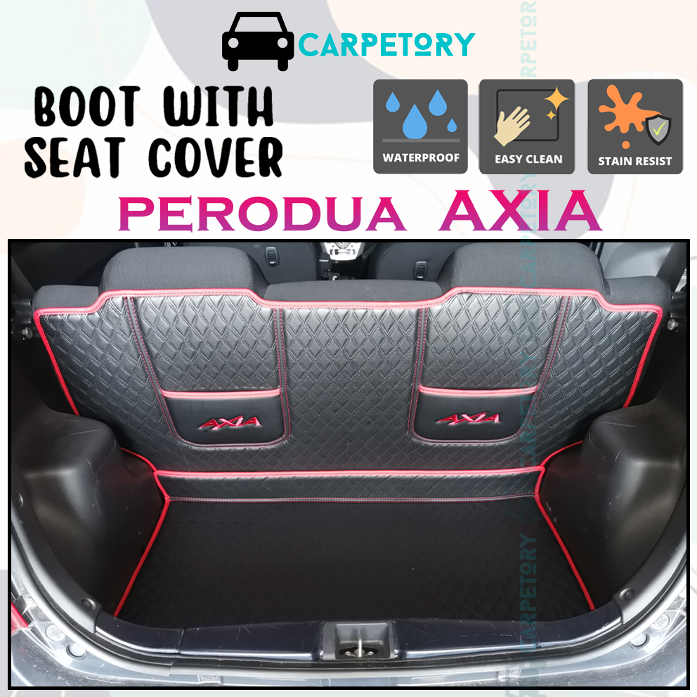 Perodua Axia Car Boot Liner with Seat Cover Trunk Cargo Boot Mat Carpet ...