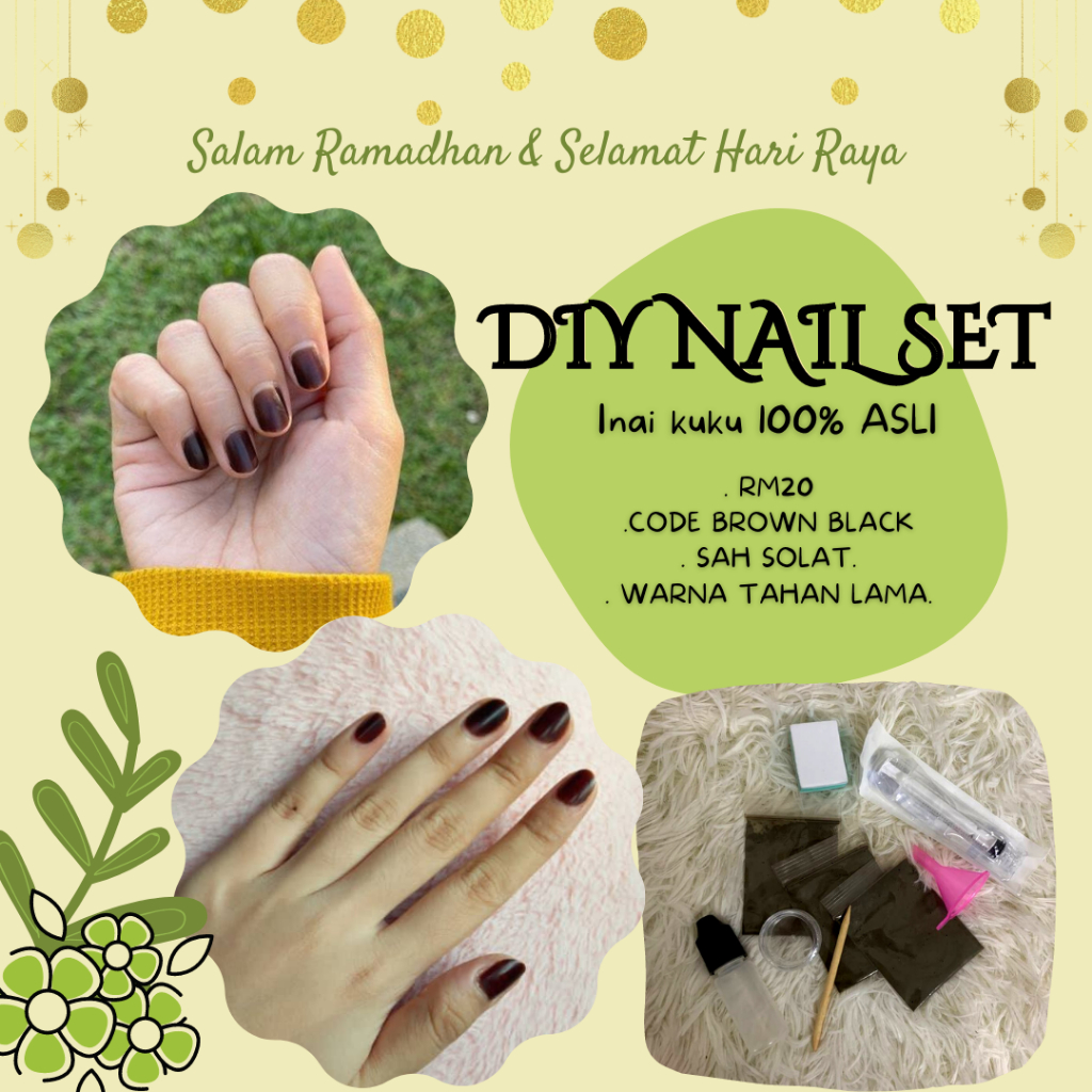 DIY NAIL SET ! inai kuku serbuk (warna sama macam inai kuku neelofa ...