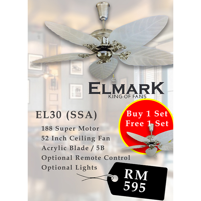 Ceiling Fan Elmark EL30 52" | 遥控风扇 | Shopee Malaysia