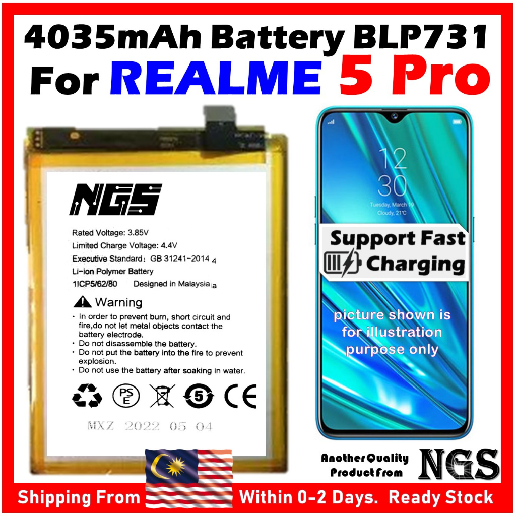 ORIGINAL NGS Brand 4035mAh Battery BLP731 Compatible For REALME 5 Pro ...