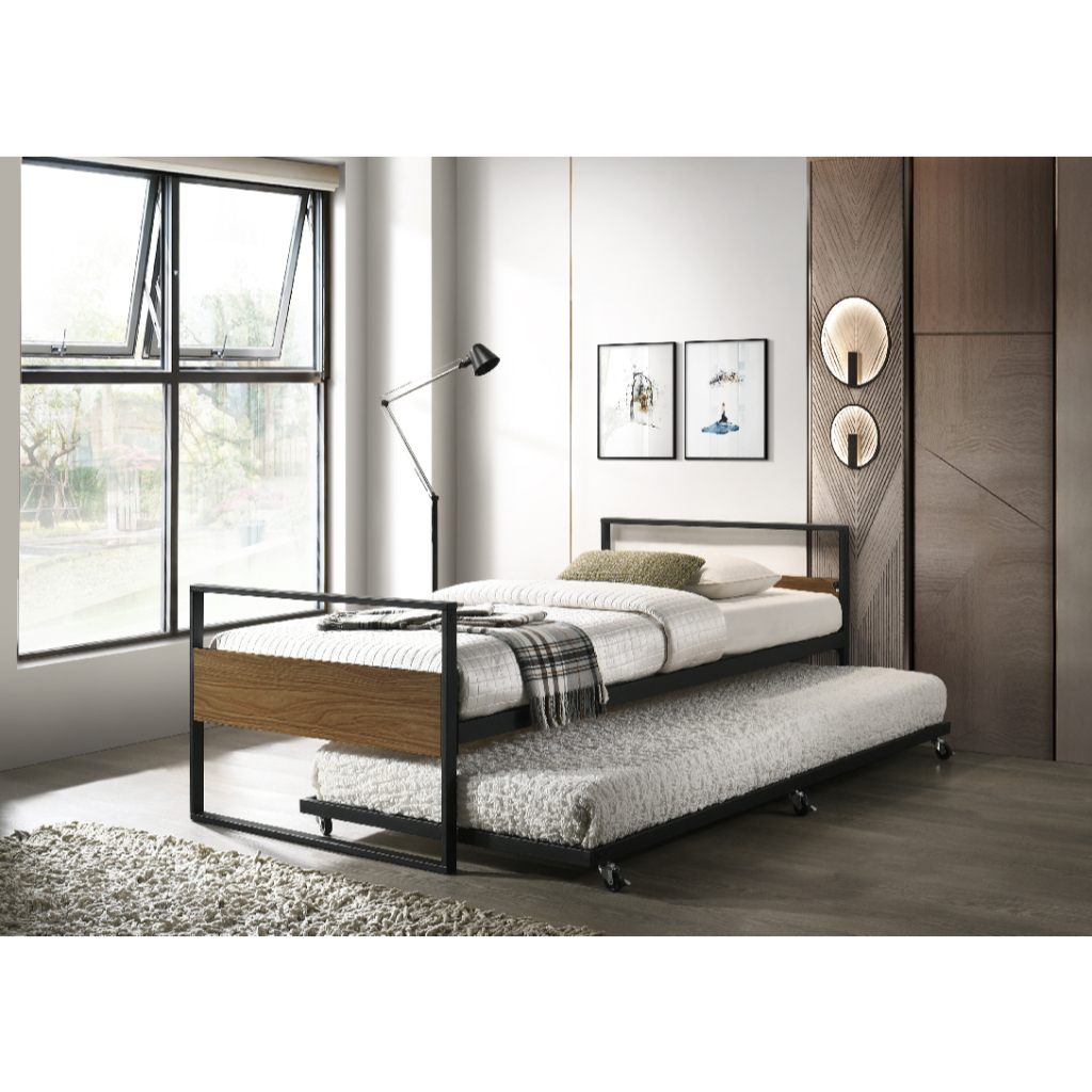 GISON Single Bed Frame With Pull Out Bed Single Bedframe Katil Pull Out ...