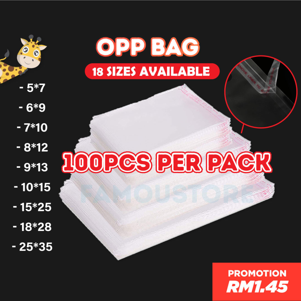 100PCS Transparent OPP Plastic Bag Self Adhesive Plastic Bag Plastik ...