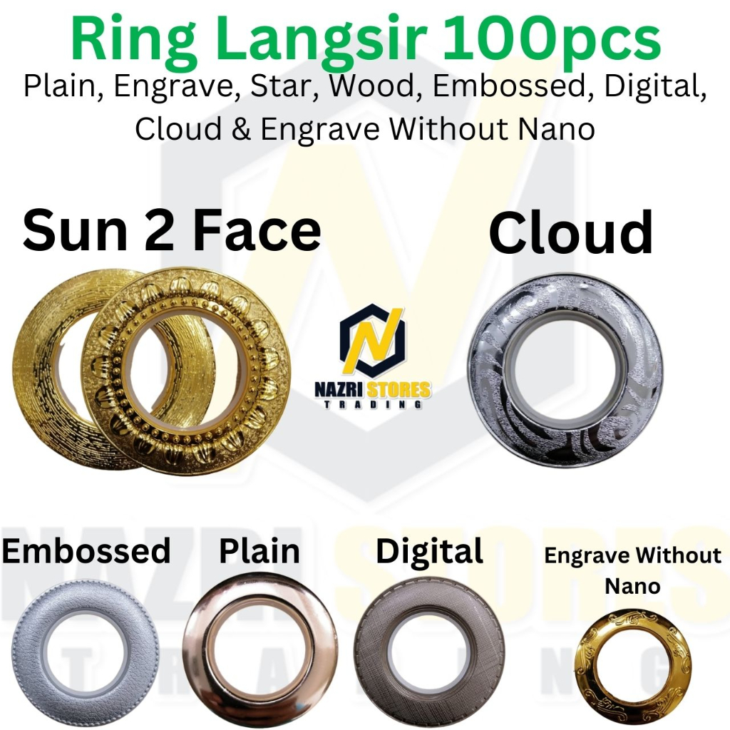 Curtain Ring - Ring Langsir - Eyelet 100pcs - With nano and without ...