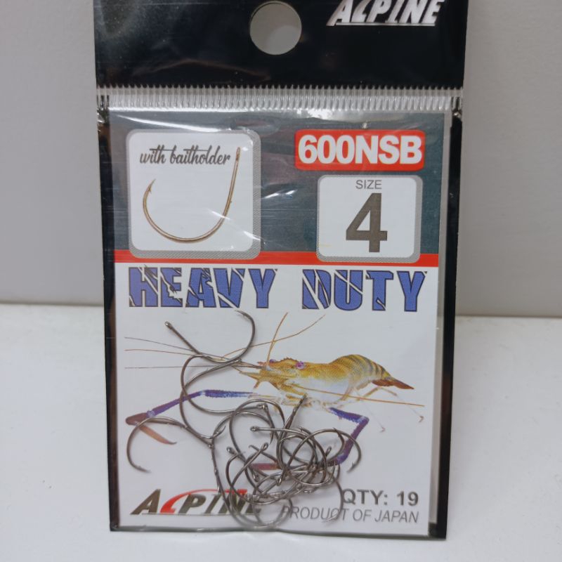 Alpine prawn hook 600NSB heavy duty with bait-holder mata udang ...
