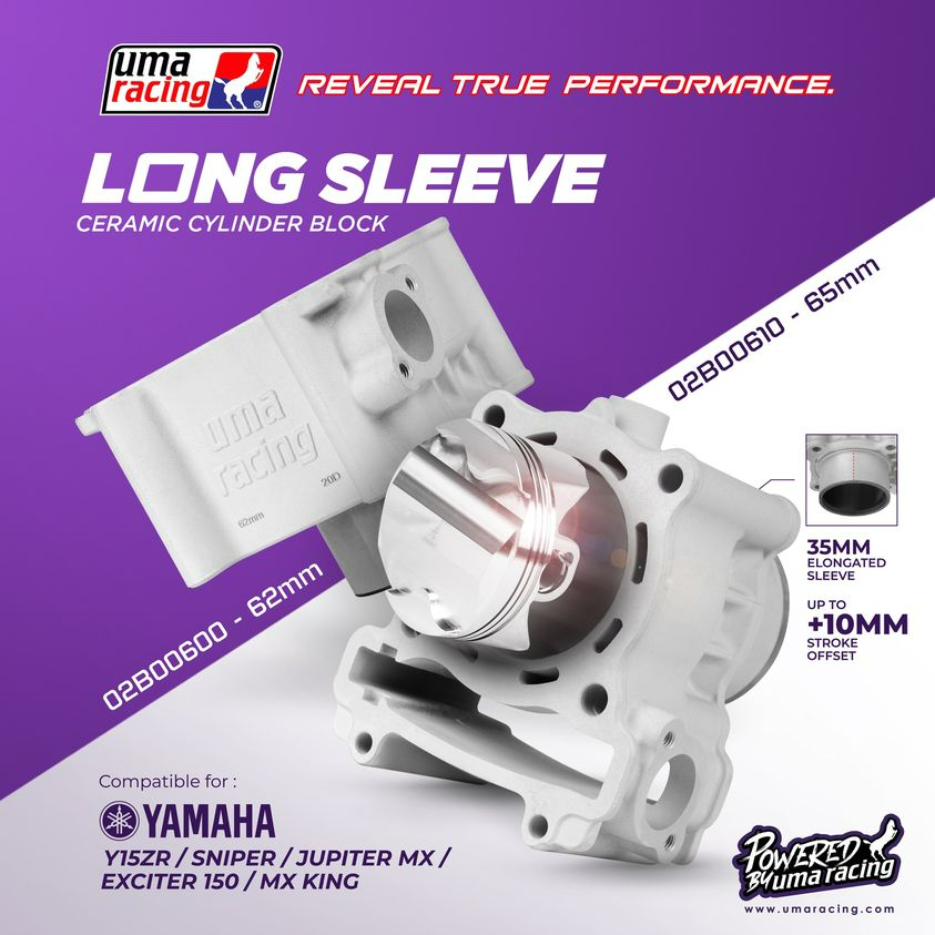 Uma Racing Block Ceramic Long Sleeve 62mm 65mm Y15ZR Exciter 150 Mx ...