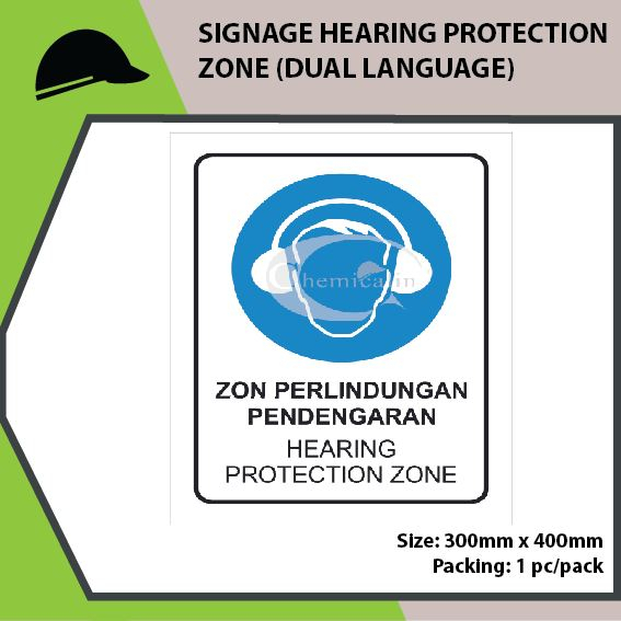 SIGNAGE HEARING PROTECTION ZONE (DUAL LANGUAGE) | Shopee Malaysia