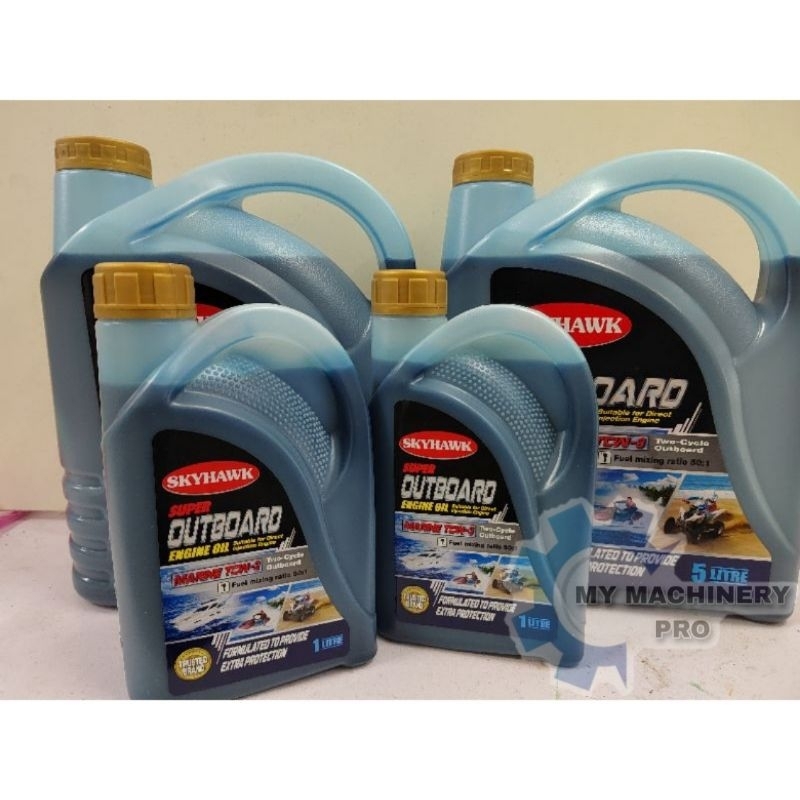 READY STOCK SKYHAWK 2T OIL OUTBOARD/ 2T BIRU 5LITER TCW-3 LUBRICANT 2T ...