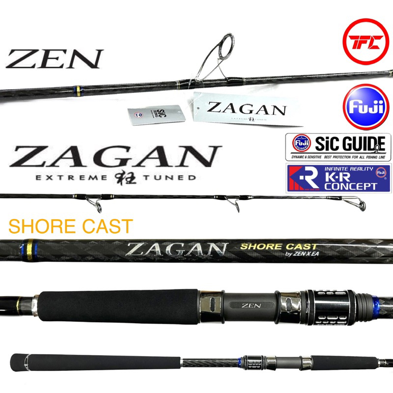 Zen Zagan Shore Cast Spinning Fishing Rod SW PE5 77 & 82 Fuji SIC Casting Popping Saltwater Pop ...