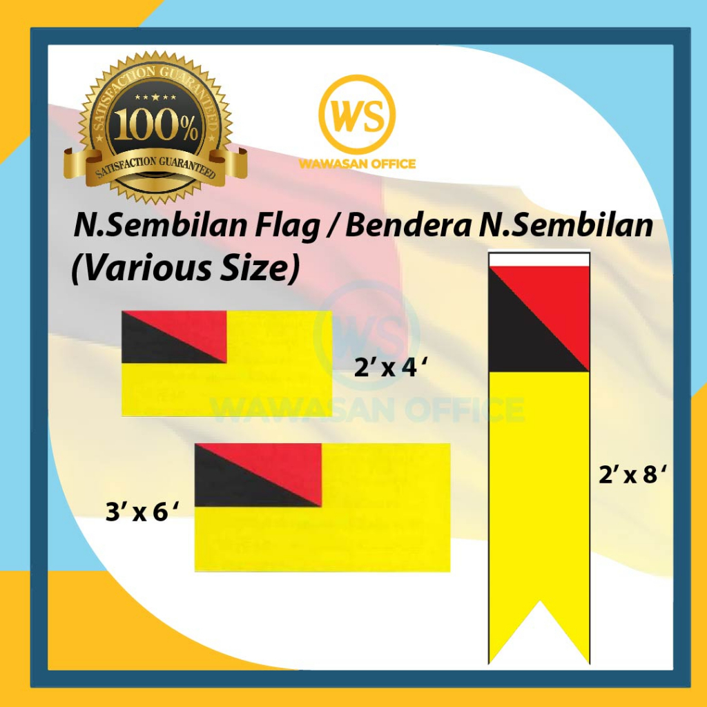 Negeri Sembilan Flag / Bendera Negeri Sembilan / Bendera Negeri (2'x4 ...