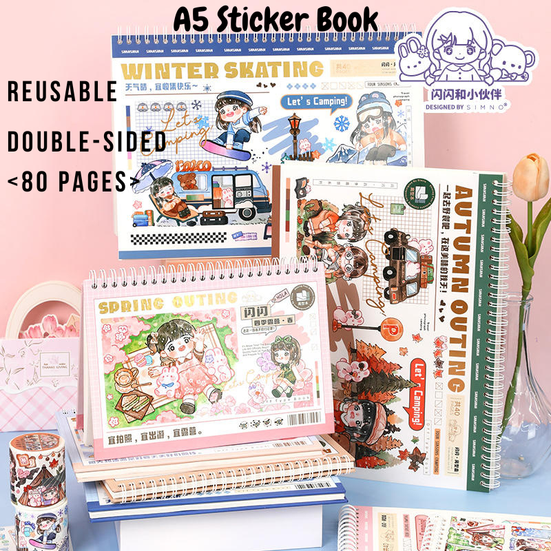 A5 Sticker Collecting Album Cute Girls Reusable Sticker Book Double ...