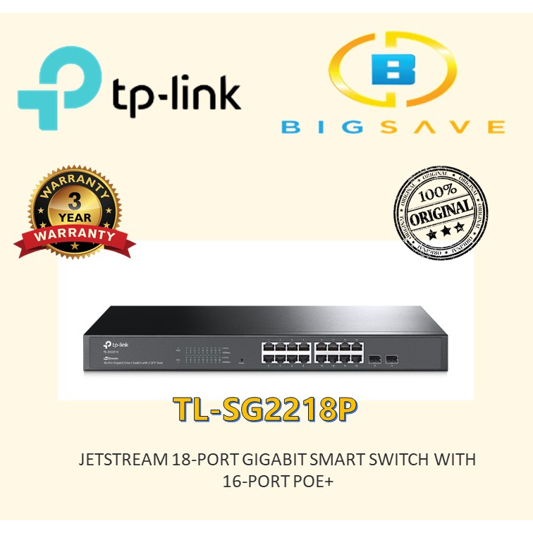 TP-LINK TL-SG2218P JETSTREAM 18-PORT GIGABIT SMART SWITCH WITH 16-PORT POE+ | Shopee Malaysia