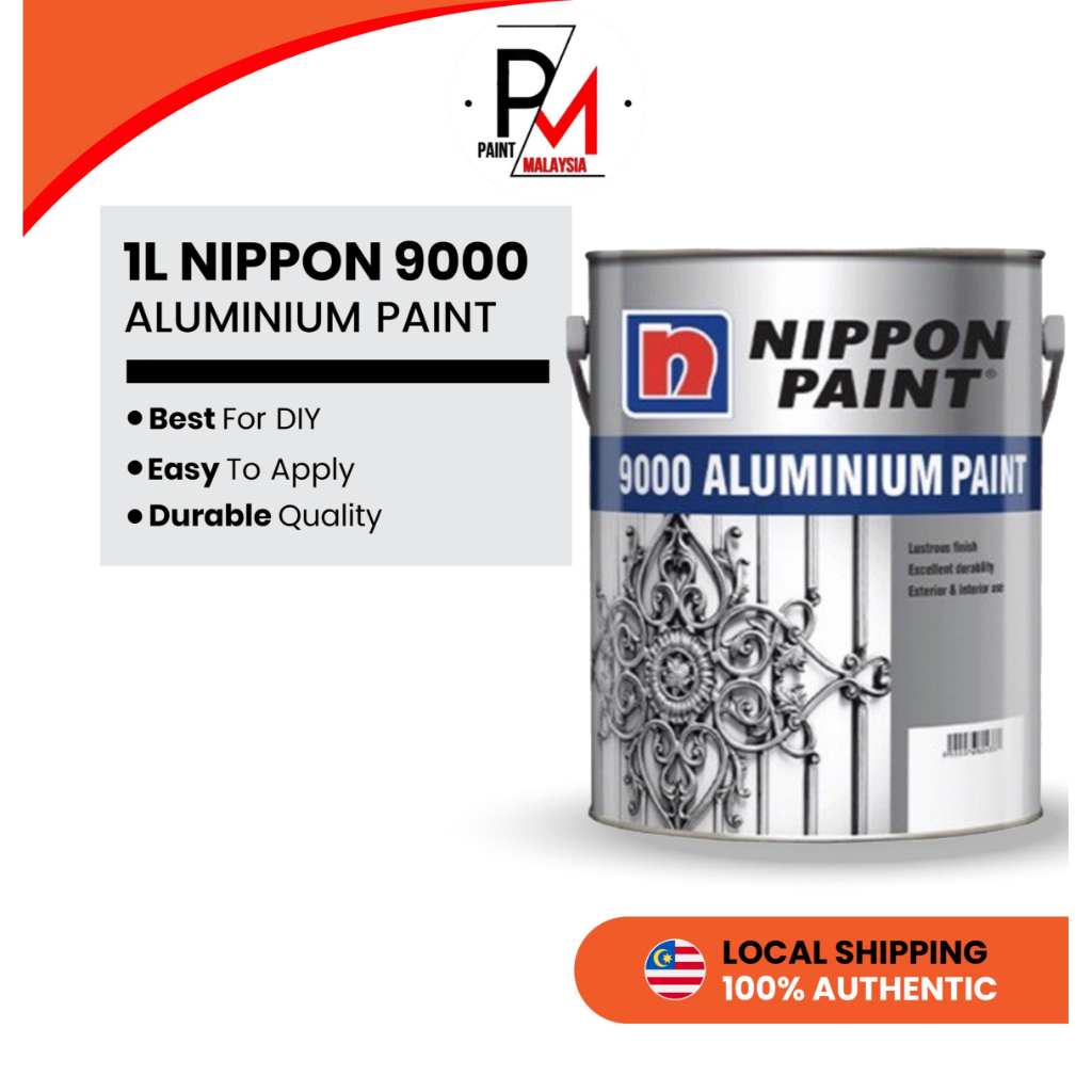 NIPPON Paint 9000 Aluminium Paint 1 Liter Interior Exterior Paint Cat ...