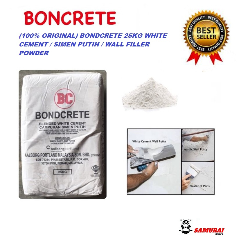 (100% ORIGINAL) BONDCRETE 25KG WHITE CEMENT / SIMEN PUTIH / WALL FILLER ...