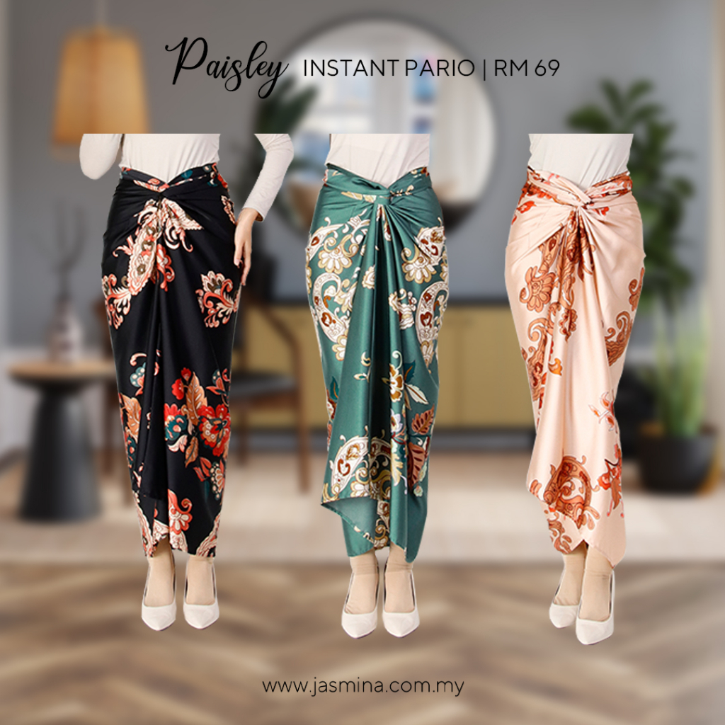 Jasmina Malaysia Raya Paisley Semi Instant Pario Woman Bottom Skirt ...
