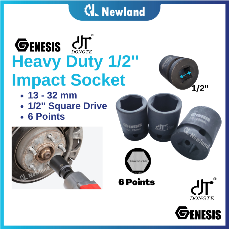 Genesis Socket Wrench / 1/2" Black Hardened Impact Socket / Box Socket ...