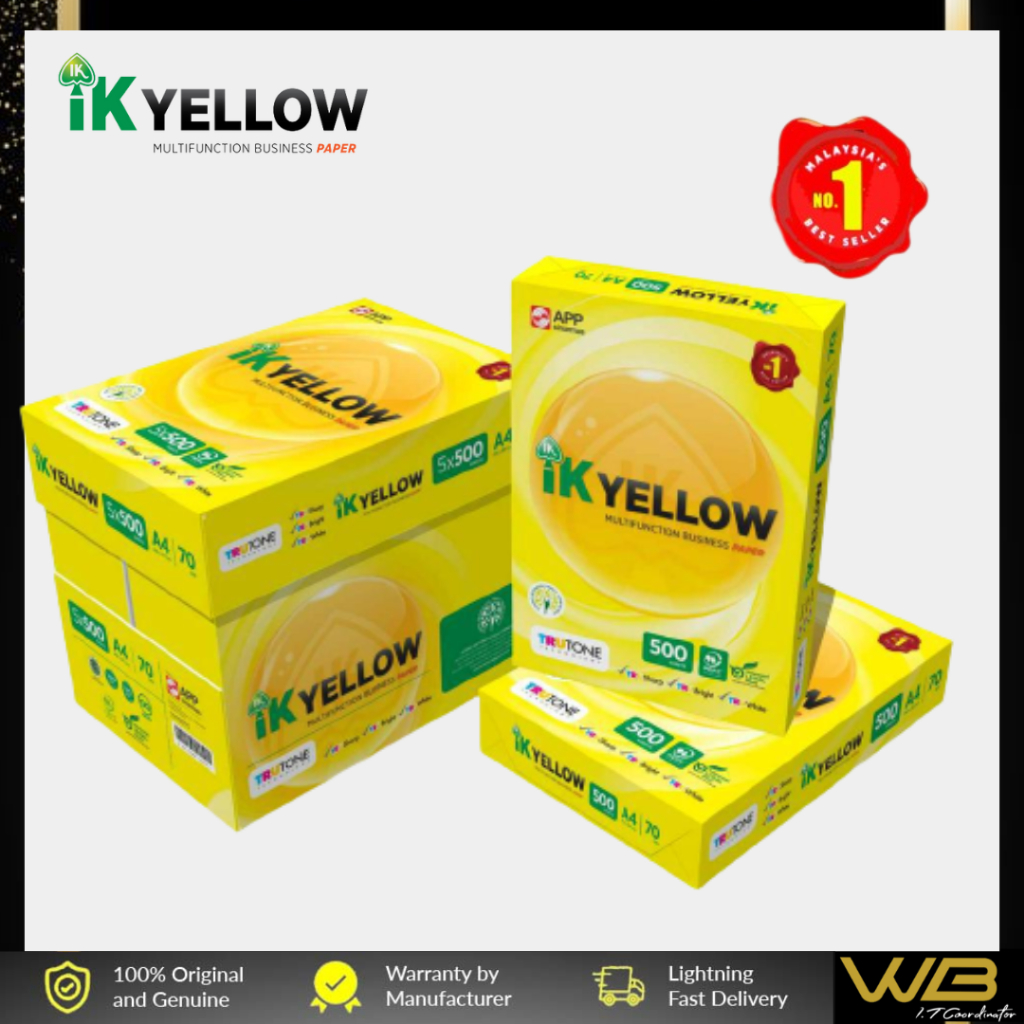 IK Yellow A4 Paper 70GSM/80GSM 450 Or 500 Sheets Per Ream/Photocopy ...