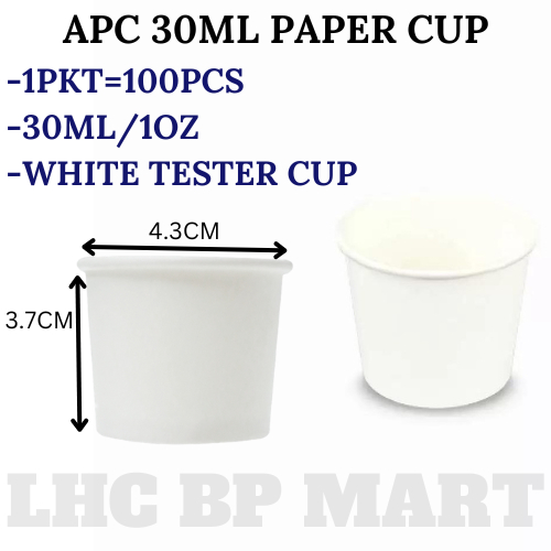 [LHC] 30ML WHITE PAPER CUP 100PCS / 1OZ TESTER CUP / 30ML TEATSER CUP ...